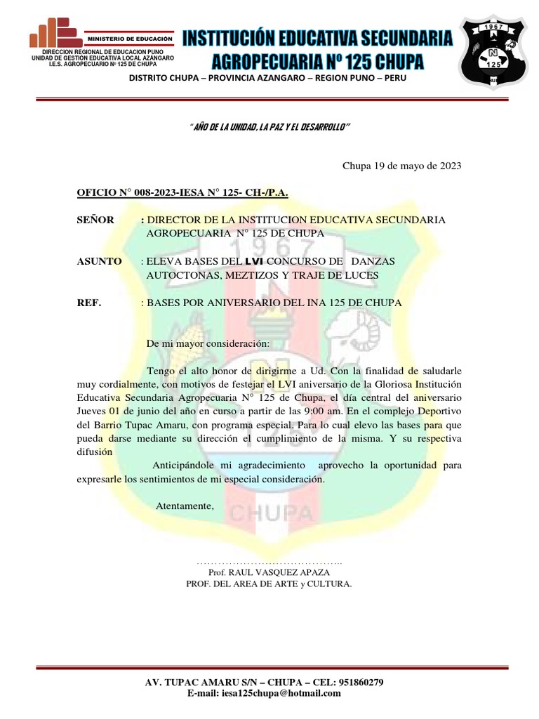Bases Del Concurso de Danzas 2023 RVA 125 IMPRIMIR | PDF | Perú | Bailes