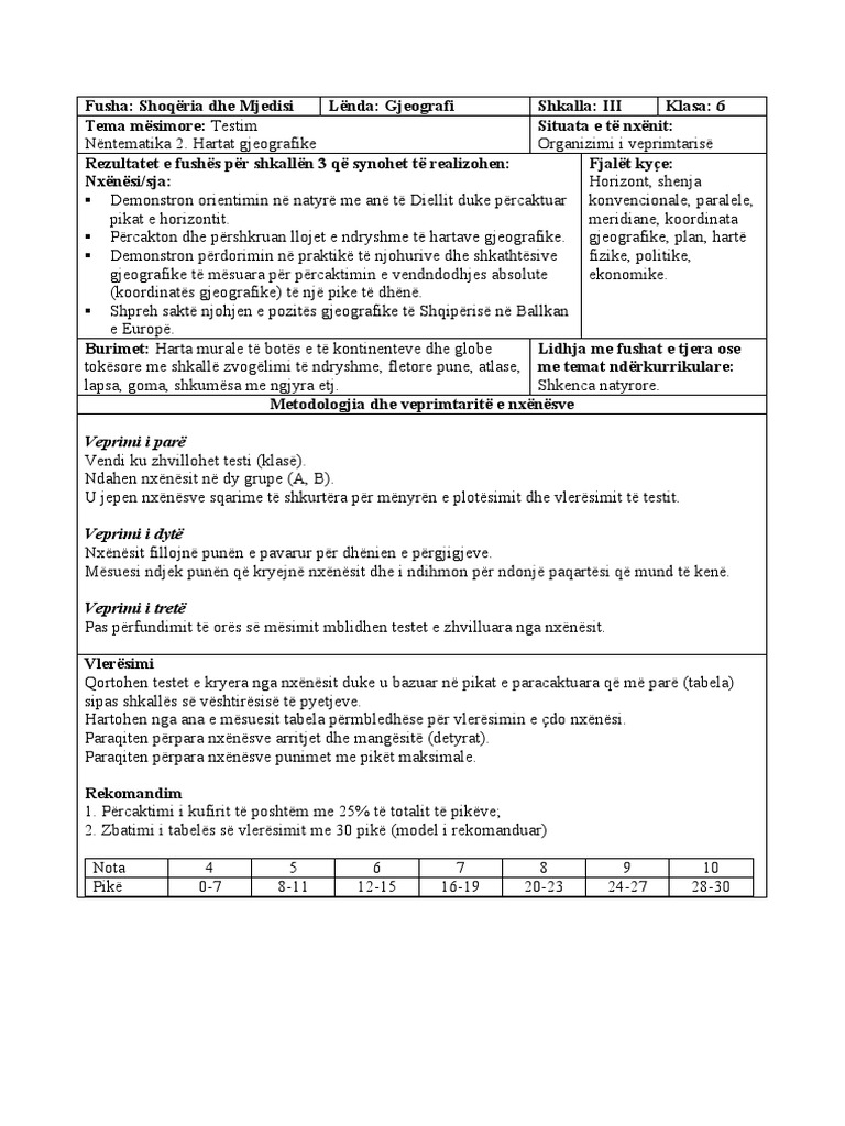 GJEOGRAFIA 6 Modele Testesh | PDF
