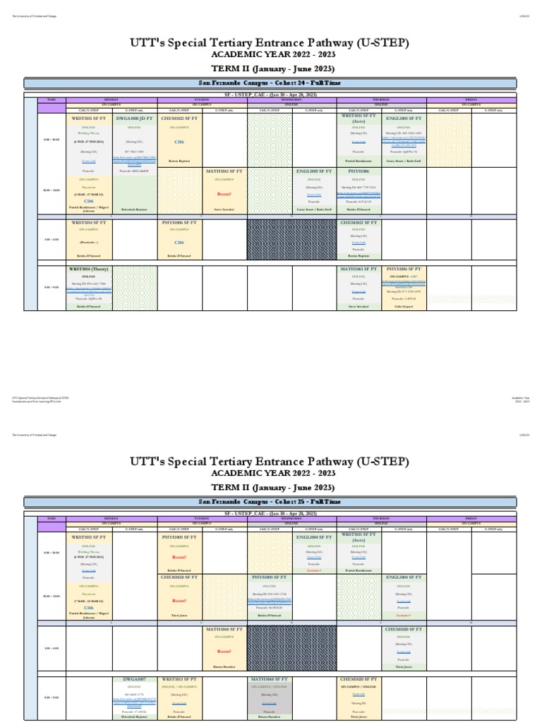 USTEP - Timetable - Jan - Apr 2023 - 2022-23 - Term II - v1 at 21NOV22 ...