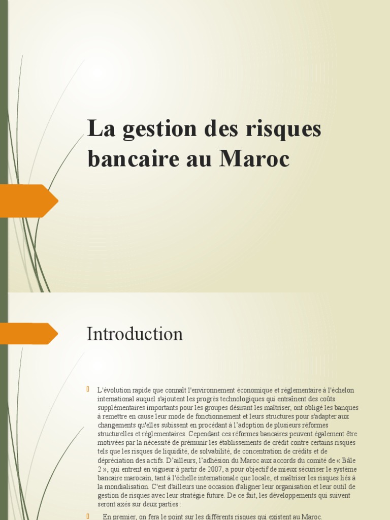 La Gestion Des Risques Bancaire Au Maroc | PDF