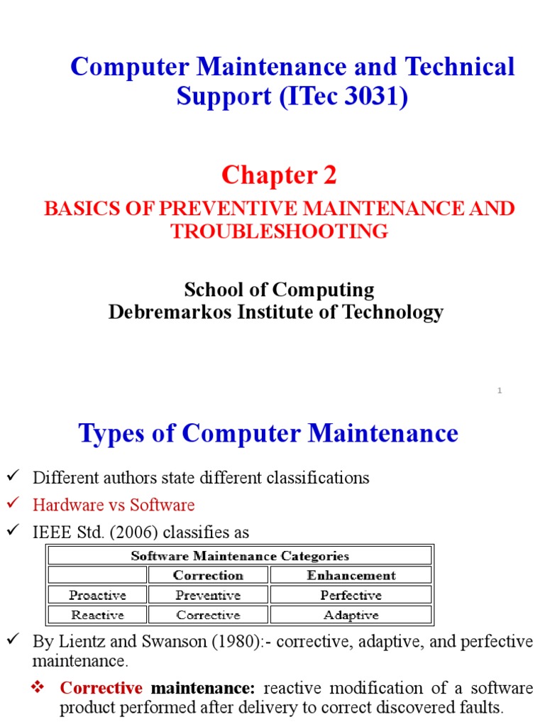 Maintenance Chapter 2 Preventive | PDF | Troubleshooting | Bios