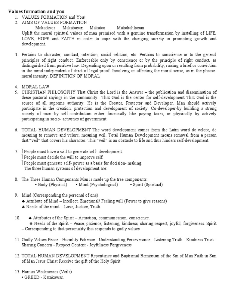 Values Formation | PDF | Conscience | Mind