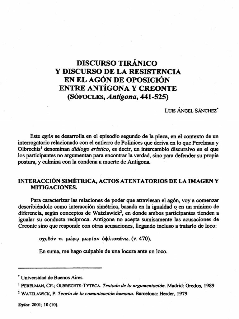 Diálogo erístico y tiranía en Antígona | PDF | Mitología tebana ...