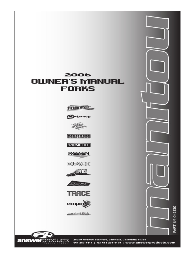 2006 All Forks Owners Manual | PDF | Components | Equipment