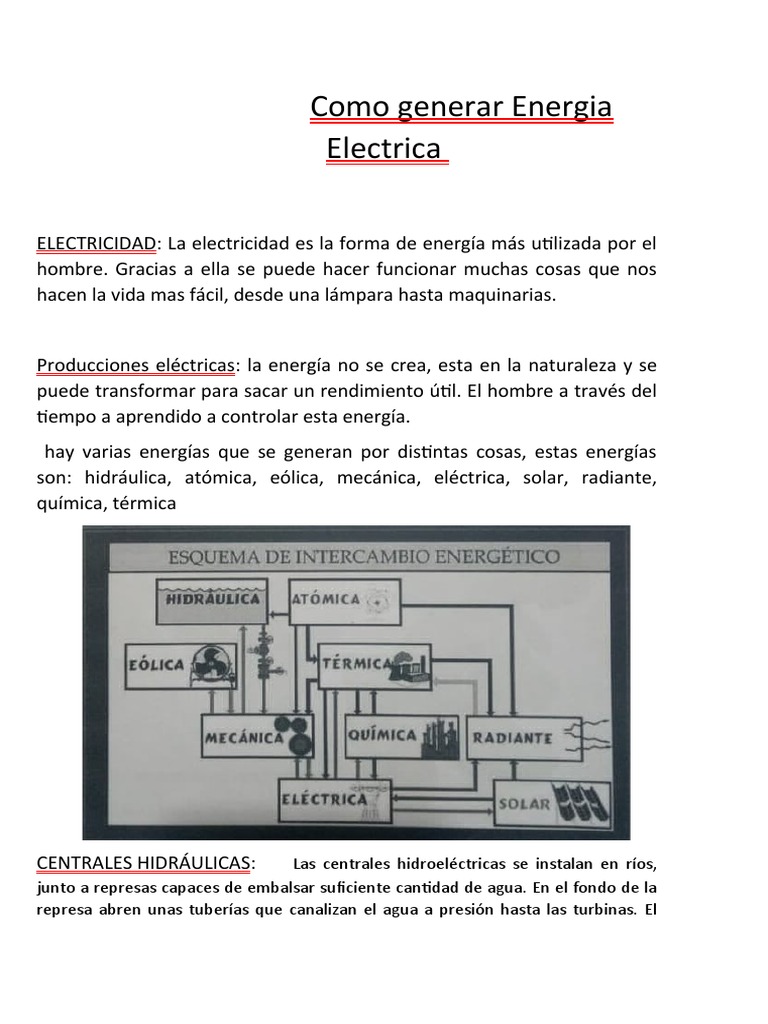 Maneras de Generar Energía Eléctrica | PDF | Ciencia y matemáticas