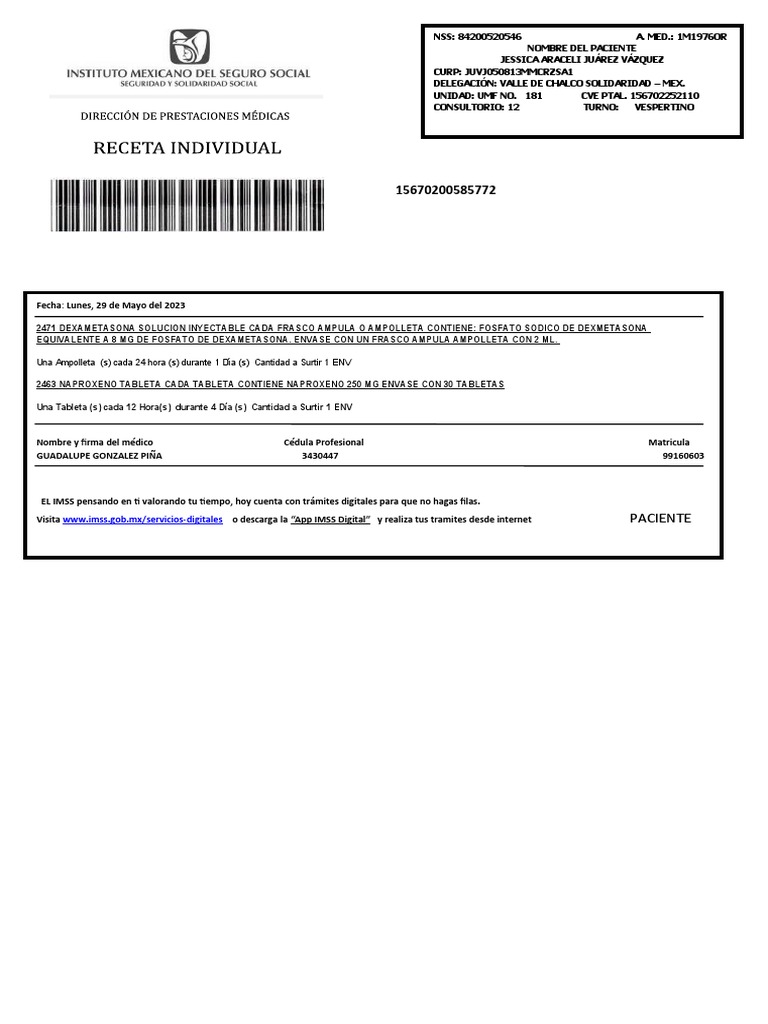 Receta IMSS Editable | PDF