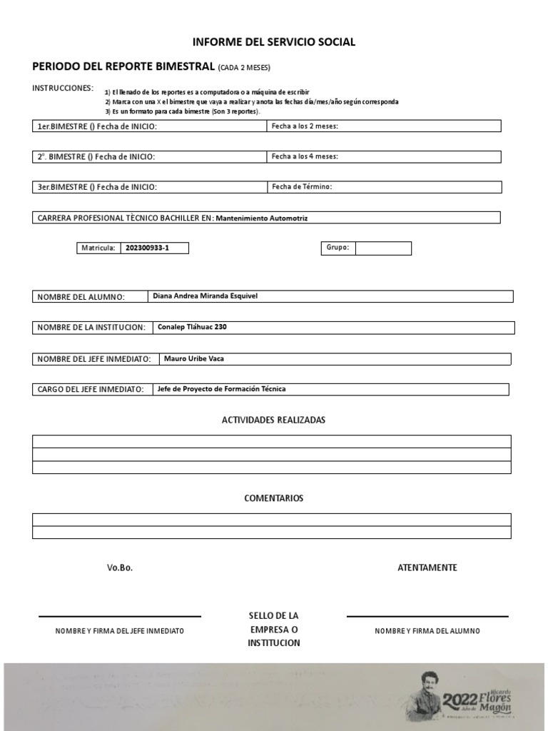 Informe Del Servicio Social | PDF