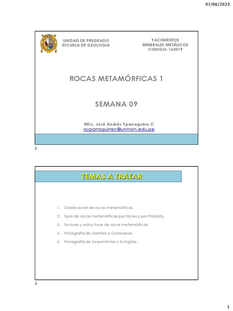 Practica Sesion 10 Rocas Metamorficas | PDF | Roca (geología) | Minerales