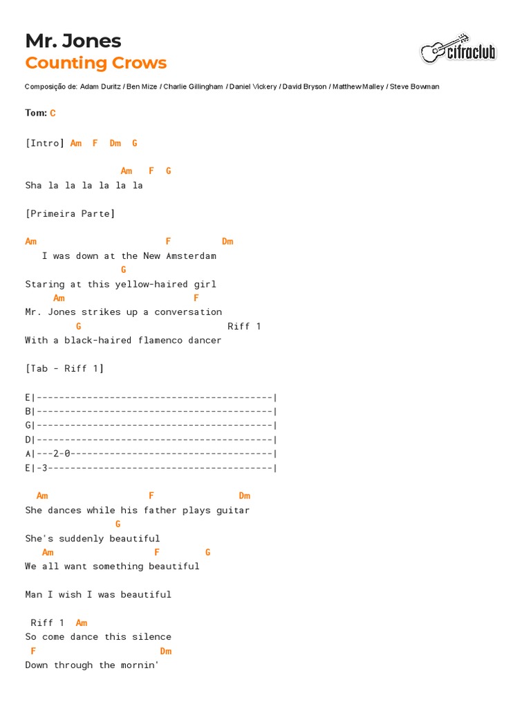 Counting Crows - Mr. Jones | PDF | American Musicians | Rock Music