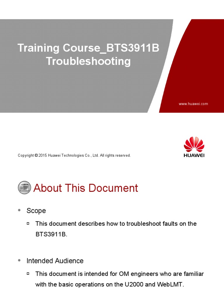 Training Course - BTS3911B Troubleshooting - V1.0 | PDF