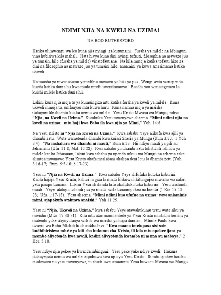 ndimi-njia-na-kweli-na-uzima | PDF