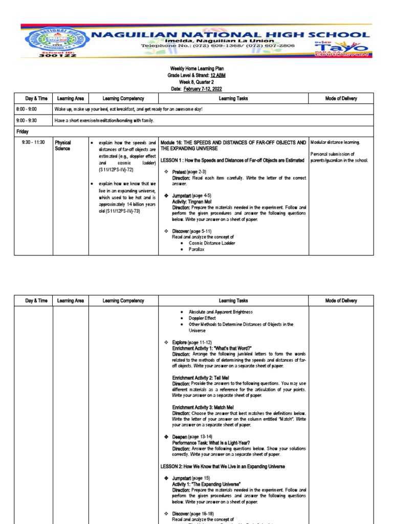 16 Week - Q2 - Physical Science | PDF | Universe | Astrophysics 16 Week - Q2 - Physical Science | PDF | Universe | Astrophysics
