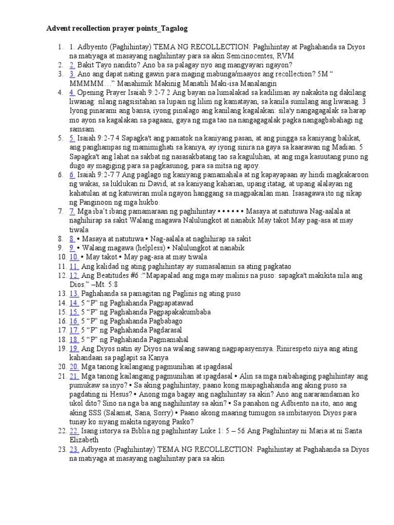 Recollection Prayer Points | PDF