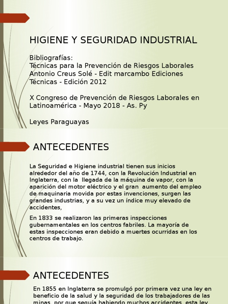 Higiene y Seguridad Unidad I | PDF | Higiene Ocupacional | Seguridad y salud ocupacional