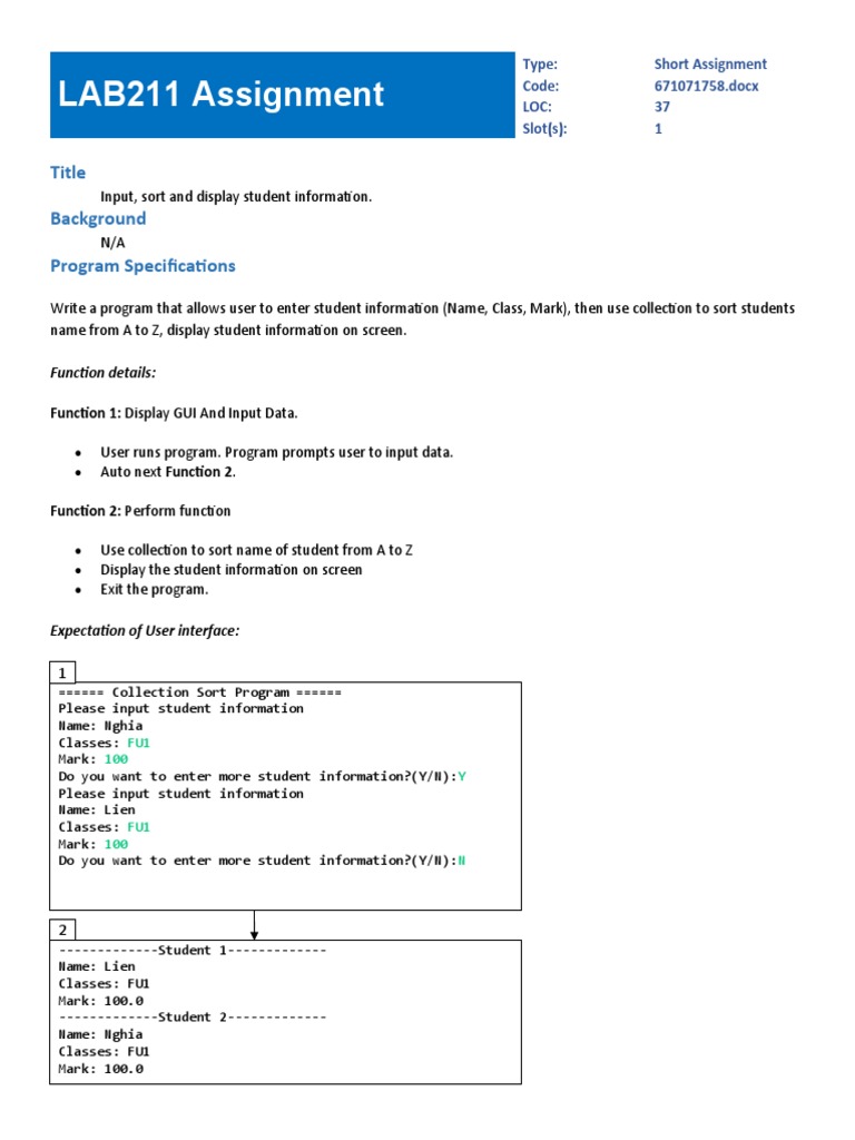 LAB211 Assignment: Title Background Program Specifications | Download Free PDF | Class (Computer ...