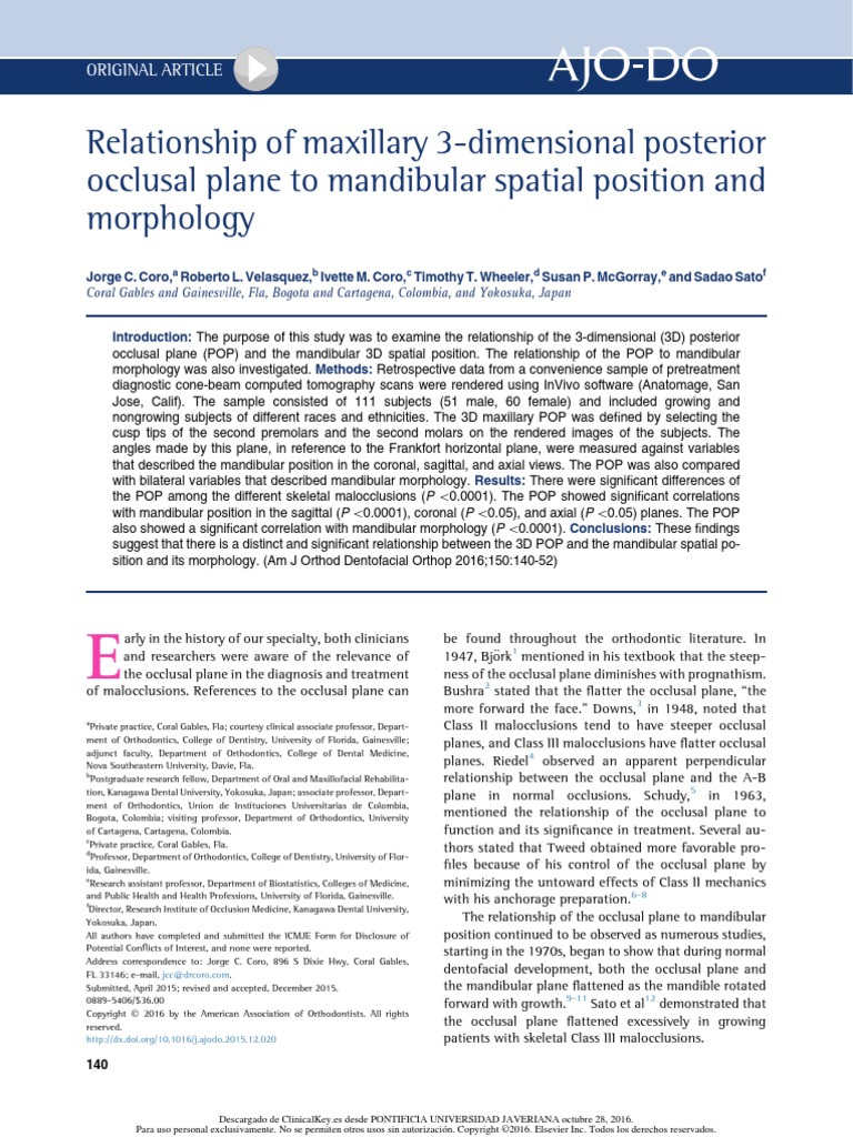 2016-Relationship of Maxillary 3-Dimensional Posterior Occlusal Plane ... 2016-Relationship of Maxillary 3-Dimensional Posterior Occlusal Plane ...