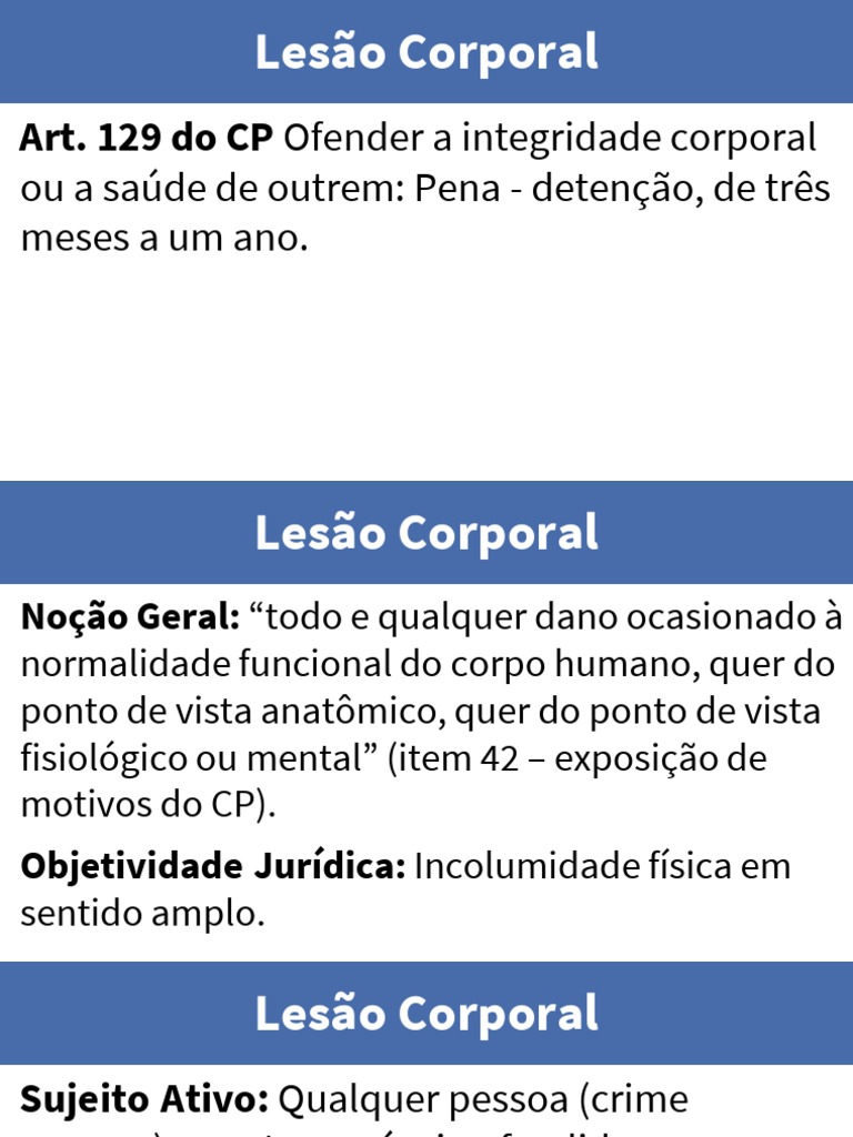 Lesão Corporal | PDF | Lesão corporal (crime) | Crimes