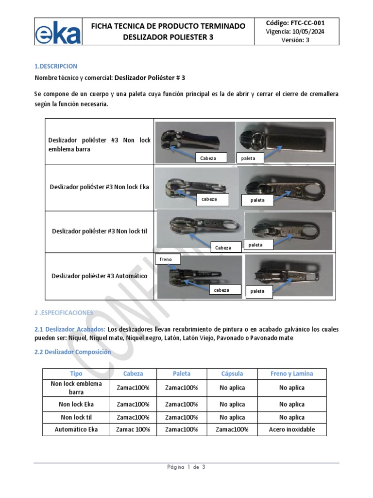 FTC-CC-001 Deslizador Poliester 3 | PDF | Rieles | Materiales