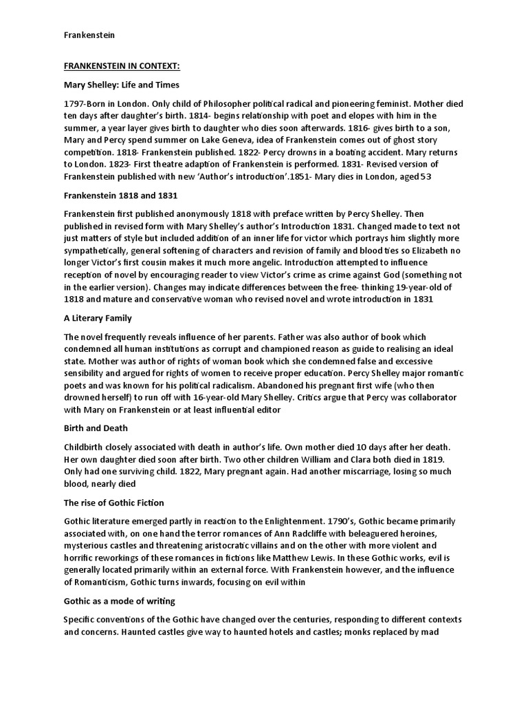 Frankenstein Context | PDF