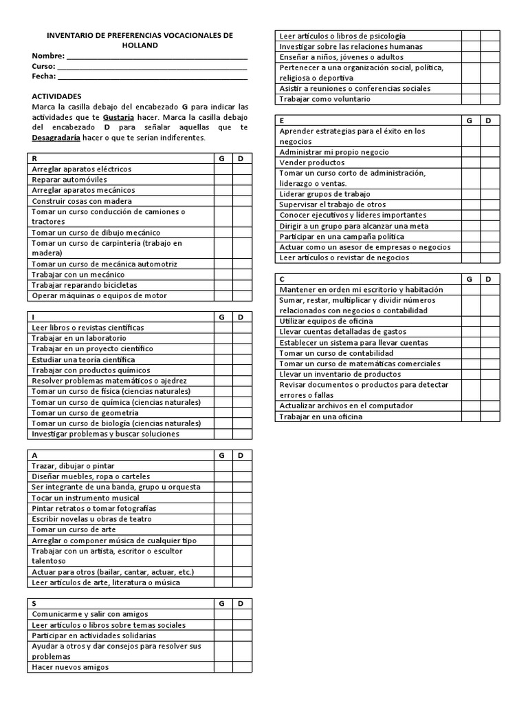 Test John L Holland | PDF | Science