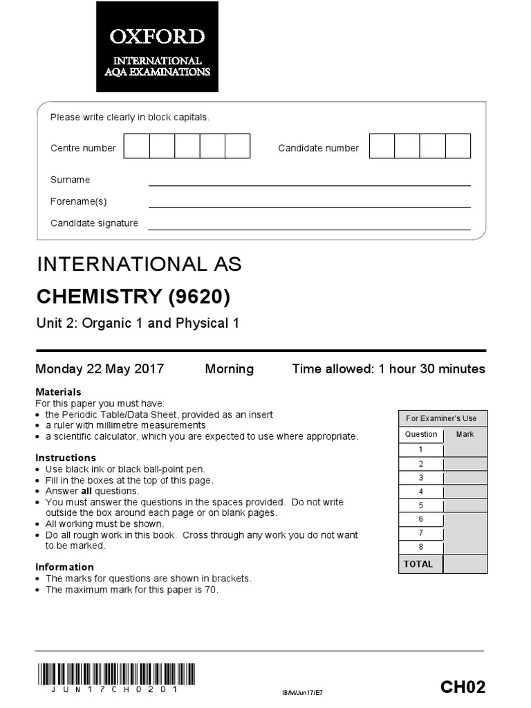 9620 Chem Unit 2 -201705-QP | PDF