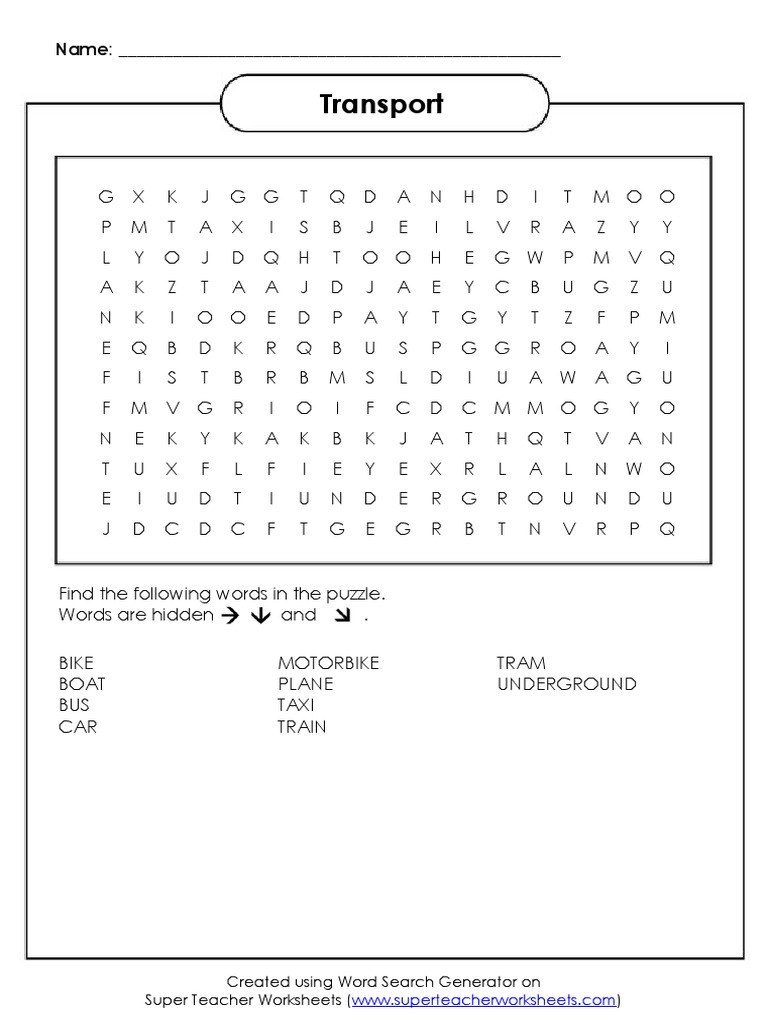Means of Transport | PDF | Word Search | Public Transport