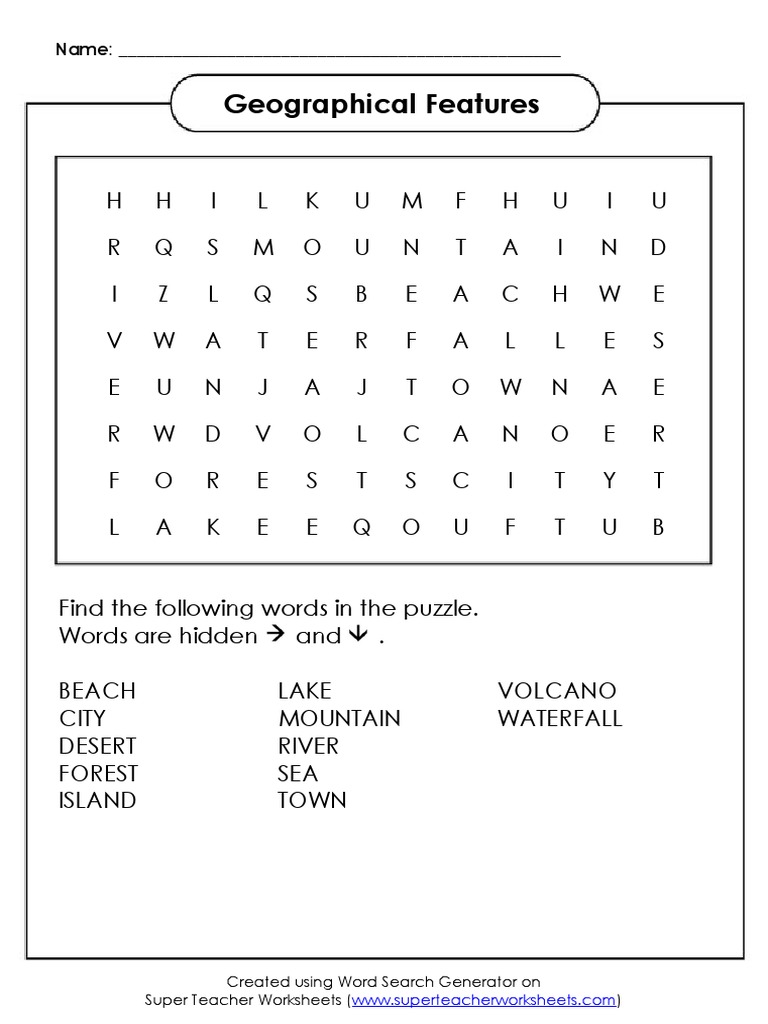 Super Teacher Worksheets Geographical Features | PDF | Word Search ...