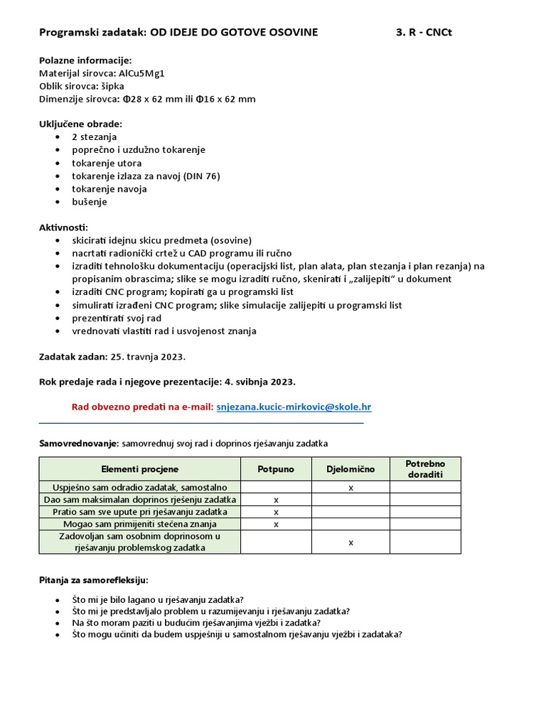 Mateo Zoretić - CNC Tokarenje - Programski Zadatak | PDF
