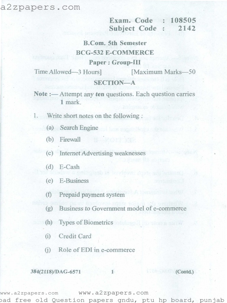 E-Commerce Questions Papers Jmi | PDF | Electronic Business | E Commerce