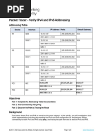 13.2.6 Packet Tracer - Verify IPv4 and IPv6 Addressing | PDF | I Pv6 | Communications Protocols