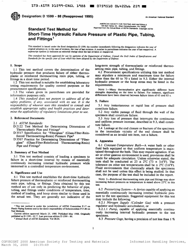 Astm D1599 | PDF