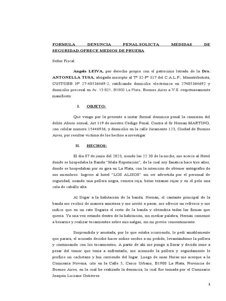 Formula Denuncia Penal. Ppa2-Practica 1 | PDF | Instituciones sociales | Justicia