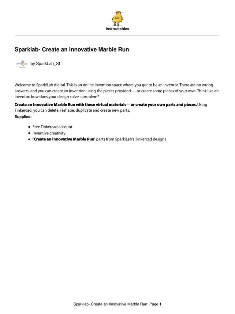Sparklab Create An Innovative Marble Run | PDF | Invention | Cognition