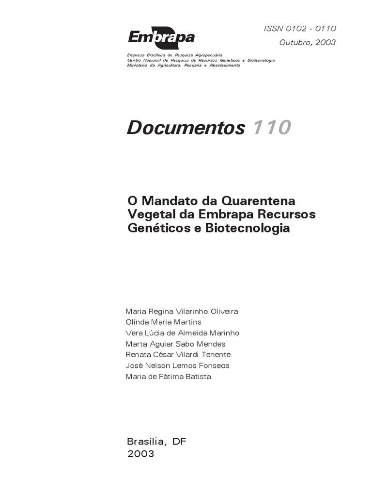 Quarentena Vegetal Embrapa: Proteção Fitossanitária | PDF ...
