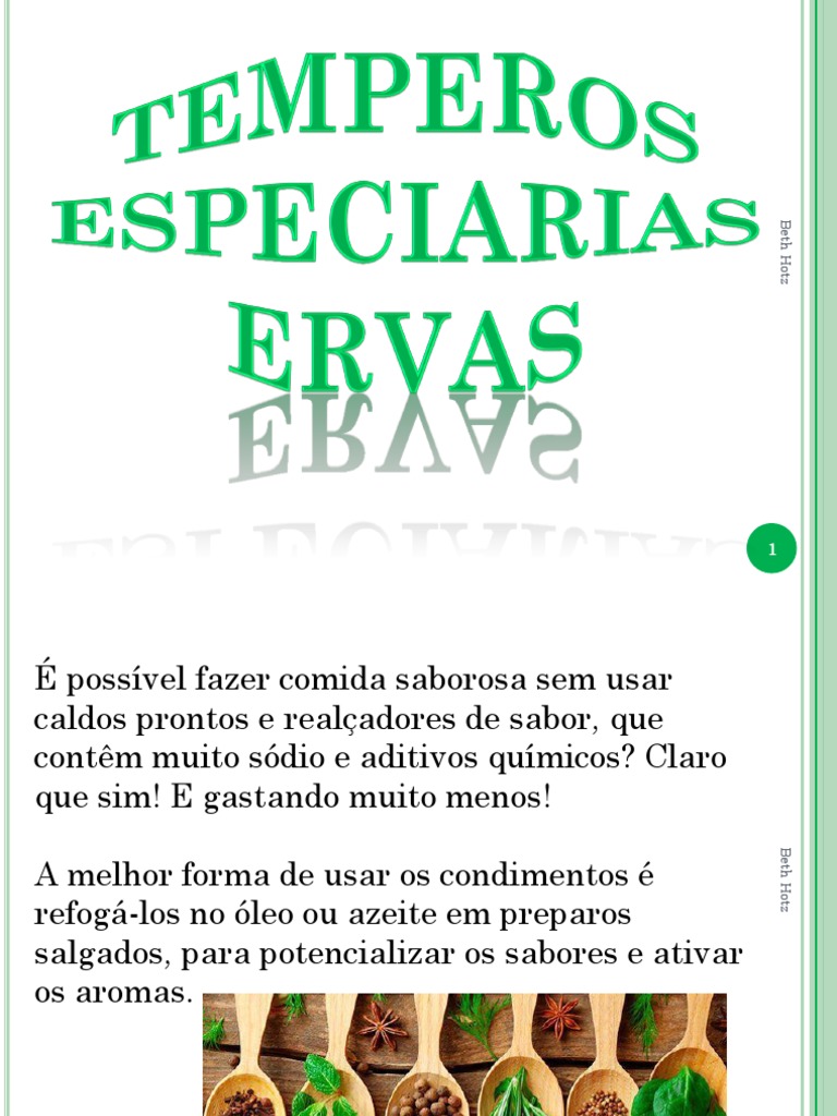 Tabela de Temperos e Especiarias | PDF | Aneto | Funcho