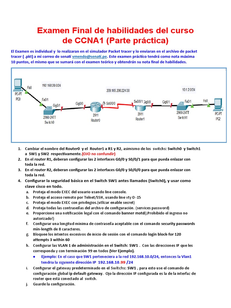 Examen Final Práctico CCNA1 | PDF | Cubierta segura | Ciencias de la Computación