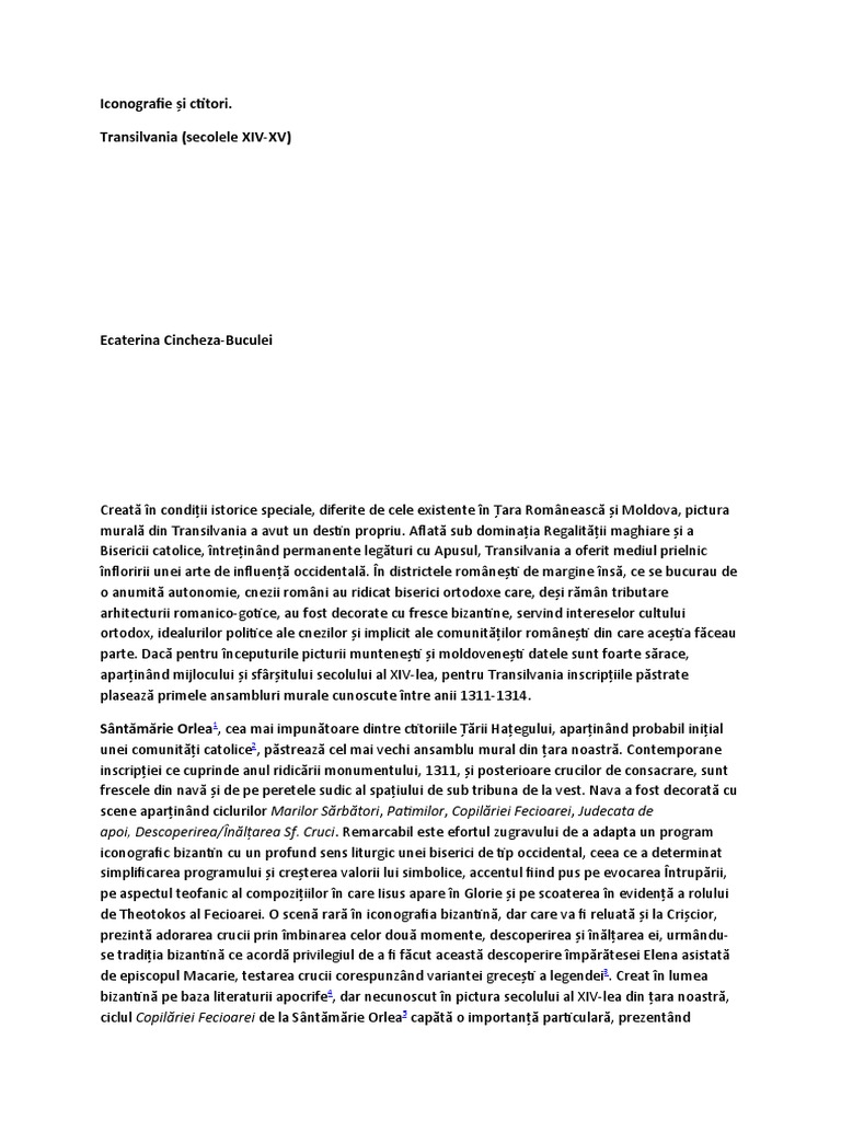 Cincheza-Buculei, Iconografie Si Ctitori HD | PDF