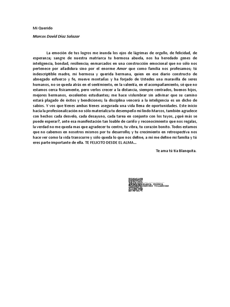 Mi Querido Marcos David Grado-Signed | PDF