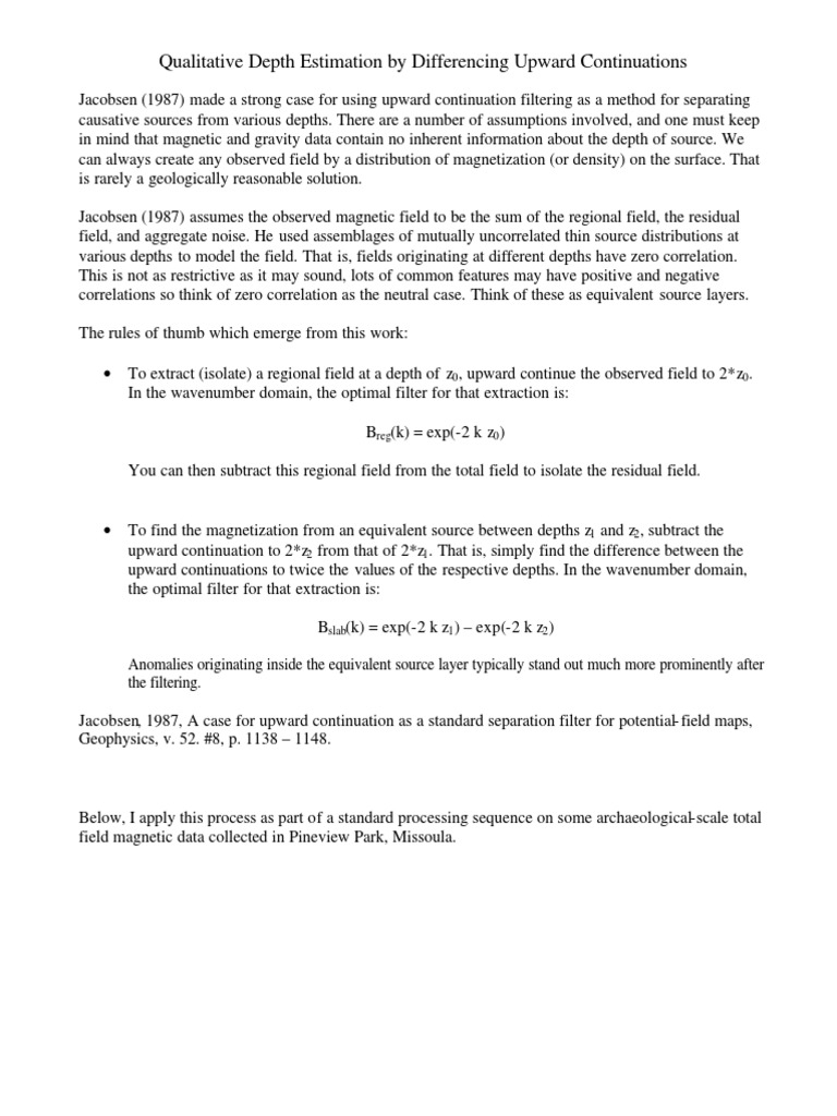 Qualitative Depth Estimation by Differencing Upward Continuations | PDF ...