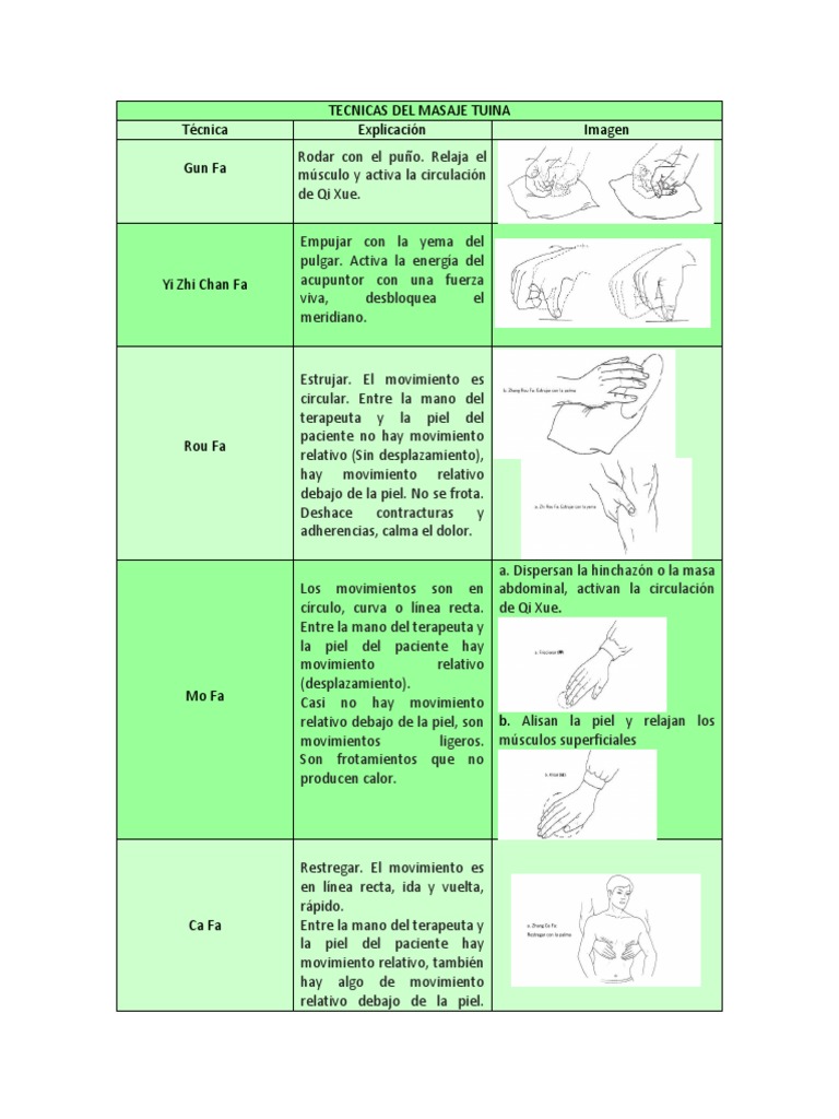 Tecnicas Del Masaje Tuina Técnica Explicación Imagen Gun Fa | PDF ...