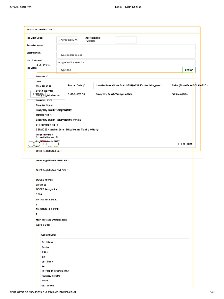 Service Seta CBTI LMIS - SDP Search | PDF | Cognitive Science | Cognition