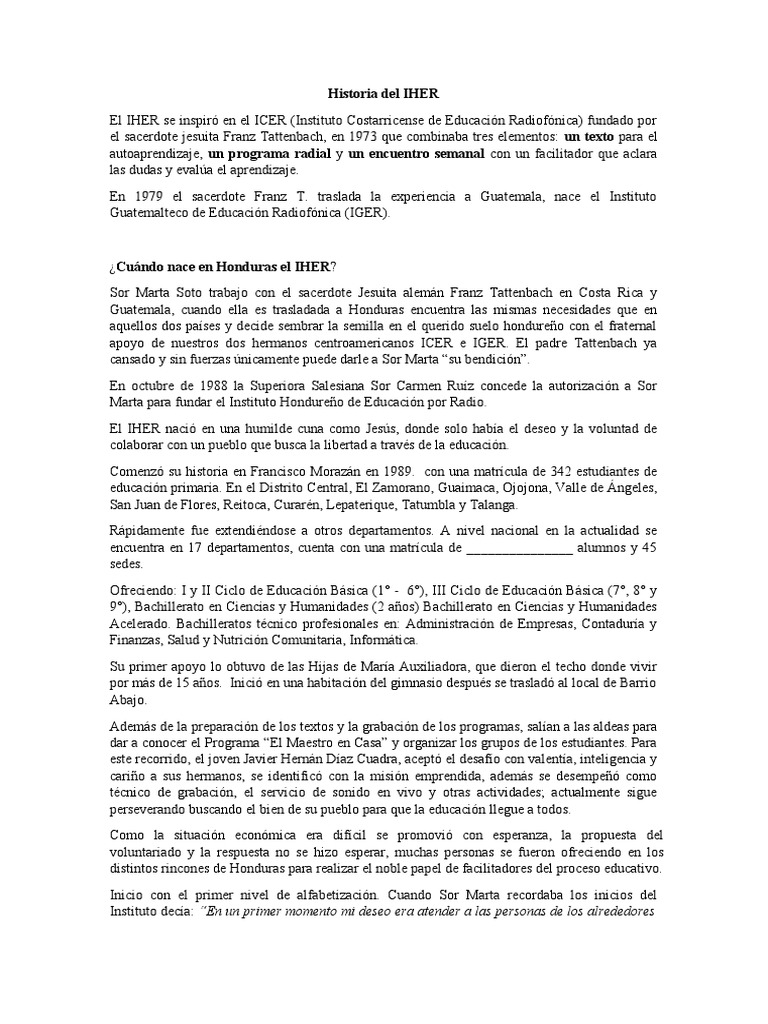 Iher Su Historia New | PDF | Honduras