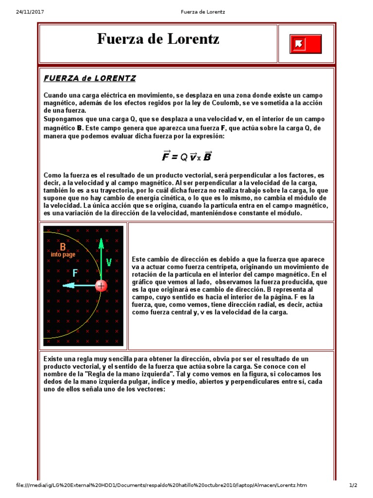 Fuerza de Lorentz | PDF | Fuerza | Campo magnético
