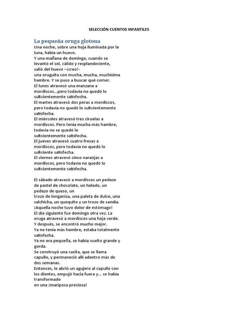 Cuentos Infantiles Cortos | PDF | Caperucita Roja