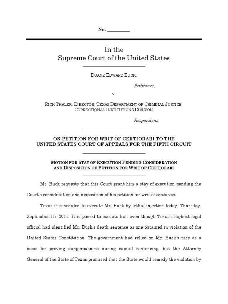 Buck Motion To Stay Execution | PDF