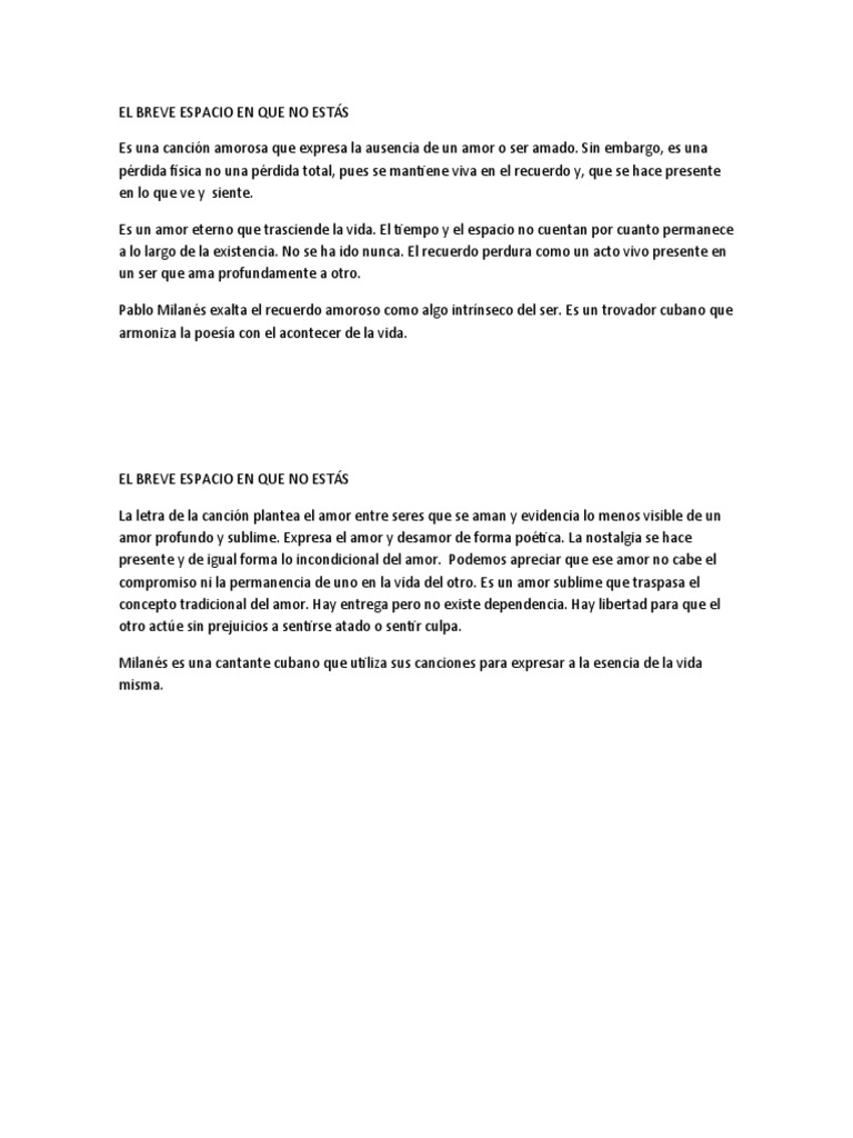 El Breve Espacio en Que No Estás | PDF