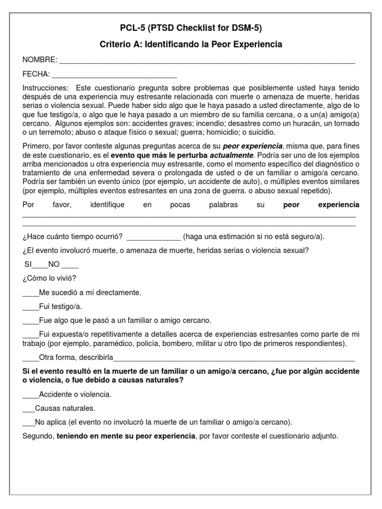 PCL-5 Evaluación y Puntaje | PDF | Career & Growth | Self-Improvement