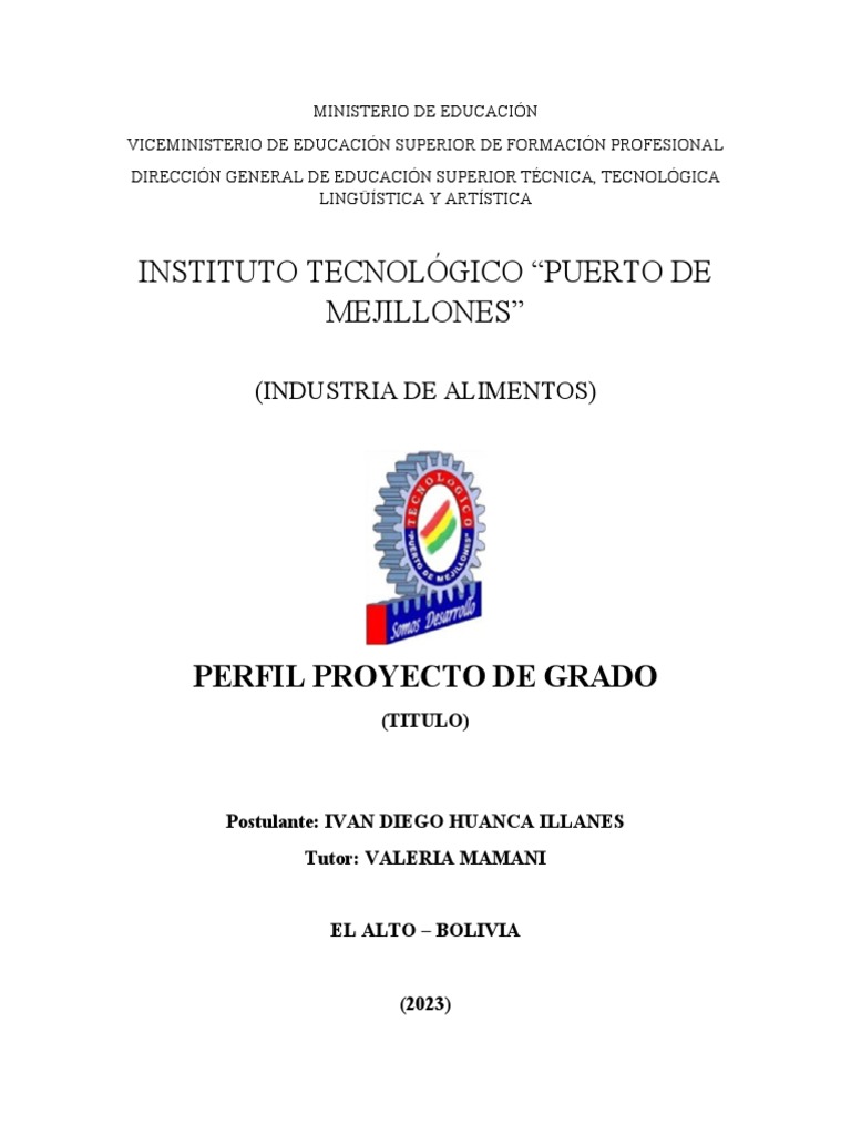 Formato de Perfil Proyecto de Grado | PDF