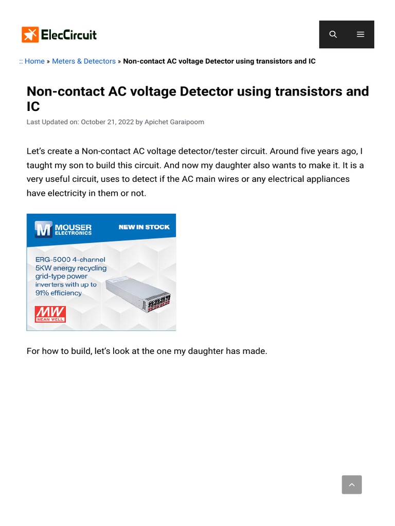 Non-Contact AC Voltage Detector Guide | PDF | Electrical Components ...