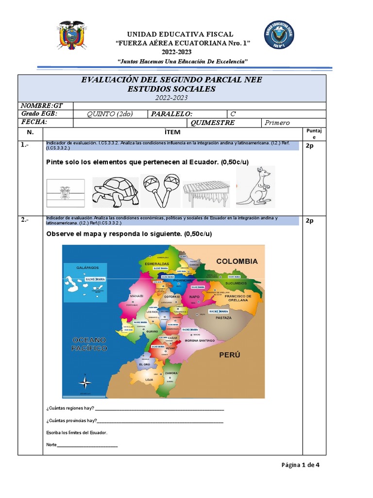 Evaluacion Eess Nee 2 22-23 | PDF | Ecuador